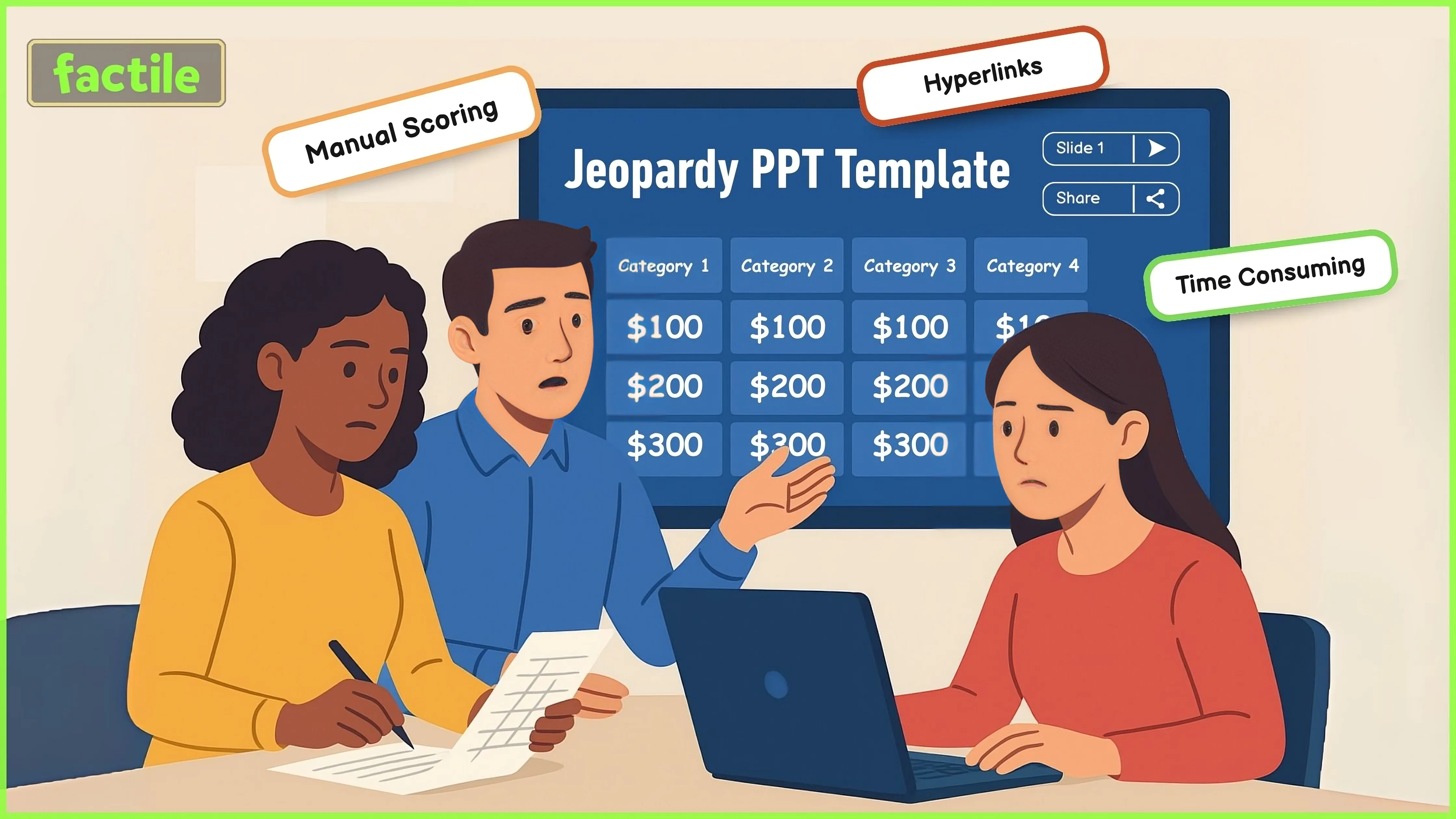 An illustration of three people looking confused and frustrated at a ...